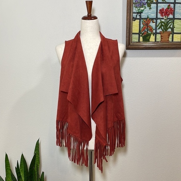 Roommates | Tops | Rust Redorange Fringe Vest Boho Western Style Size ...